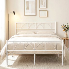 HOMCOM Postelový rám 140x190 cm s čelem, ocelovým roštem, úložným prostorem pod postel