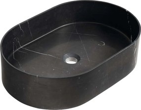 Sapho Blok - Umyvadlo na desku 55x37 cm, bez přepadu, bez otvoru pro baterii, matný černý Marquin 2401-51