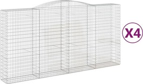 Klenuté gabionové koše 4 ks 400x50x200/220cm pozinkované železo 3147063