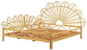 Ratanová paví postel 180 x 200 cm světlé dřevo FLORENTINE Beliani