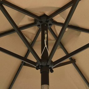 Zahradní slunečník s LED osvětlením taupe 200 x 211 cm hliník 313560