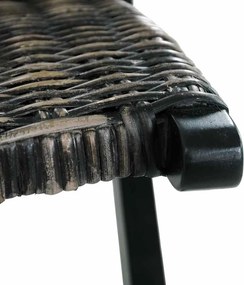 Relaxační křeslo černé přírodní ratan kubu a masivní mahagon 285802