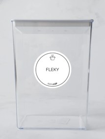 FLEKY – bílá samolepka na dózu, základní písmo, 5 cm | DomaLEP