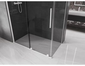 Mexen Velar, sprchový kout s posuvnými dveřmi 130 x 70 cm, 8mm šedé sklo, bílá matná, 871-130-070-41-20