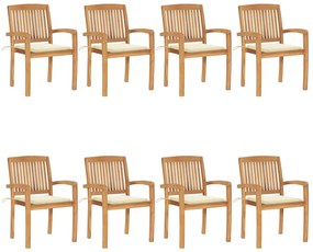 Stohovatelné zahradní židle s poduškami 8 ks masivní teak 3073242