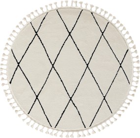 My Flair, Kusový koberec Moroccan Fantasy weiß kruh, 140x140 (průměr) kruh, černobílá, ložnice