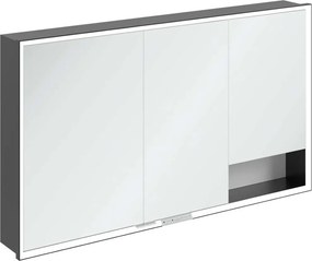 Villeroy & Boch My View+ - Zrcadlová skříňka s LED osvětlením 130x75x17 cm, 3 dvířka, Pure White/matná černá B48213VF