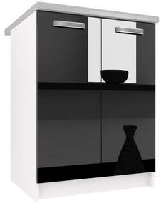 Kuchyňská skříňka Belini spodní 60 cm černý lesk s pracovní deskou  INF SD2-60/0/WT/B/0/F