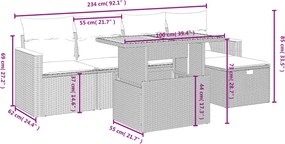 6dílná zahradní sedací souprava s poduškami béžová polyratan 3276034