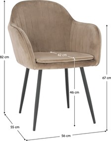 Designové křeslo, šedohnědá Taupe Velvet látka, ZIRKON