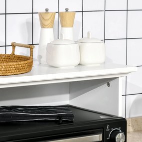 HOMCOM Kuchařský vozík Mikrovlnná skříň Kyvný kabinet s zásuvkou a policí 2 dveře Prostor proti převrhnutí pro jídelnu 60x40x122,5 cm Bílá