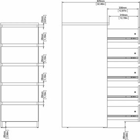 Komoda Simplicity 40 x 50 x 111,5 cm, hikora jackson