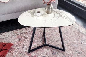 Keramický konferenční stolek Paquita 70 cm bílý mramor