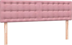 Box spring postel s matrací a LED růžová 160x210 cm samet 3317276