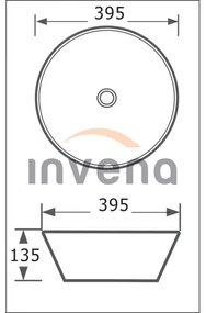 Invena Tinos, keramické umyvadlo na desku 39,5x39,5x13,5 cm, černá matná, INV-CE-43-005-C