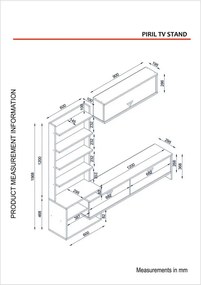 TV stěna v ořechovém dekoru Piril
