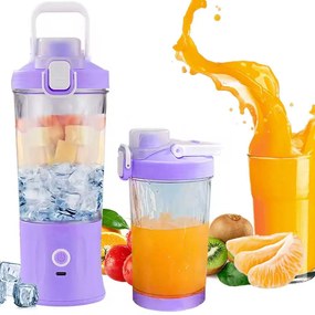 Verk Group Přenosný bezdrátový USB mixér na smoothie, drtič ledu, fialový