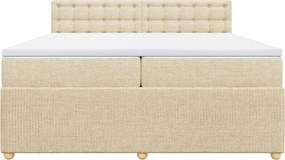 Box spring postel s matrací krémová 200x200 cm textil 3287582