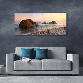 Plexisklo-obraz Pobřeží Moře Vlny Skály 125x50 cm