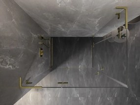 Mexen Lunar, L Duo sklápěcí sprchový kout 95 x 75 cm, 8mm čiré sklo, zlatý matný profil, 834L-095L-075P-55-00