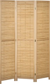 HOMCOM 3-panelový paravent, 120 x 170 cm Rozdělovač místností, Bambusová příčka, Skládací zástěna pro soukromí, Příčka pro obývací pokoj a ložnici, Př
