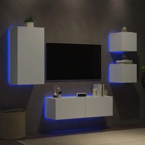 4dílná obývací stěna s LED osvětlením bílá 3216881