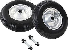 Kola ke kolečku s nápravami 2 ks masivní PU 4,00–8 390 mm 142979