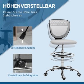 Vinsetto Kancelářská židle, pracovní židle, židle k psacímu stolu, výškově nastavitelná, čalouněná, světle šedá