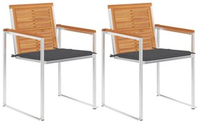 Zahradní židle s poduškami 2 ks masivní akáciové dřevo a ocel 3061488
