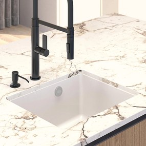Sink Quality Crypton 55, kuchyňský granitový dřez 460x375x205 mm + chromový sifon, černá, SKQ-CRY.C.1KBO.55.X