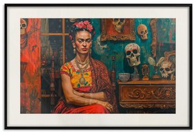 Plakát Frida in a Room - A Composition With the Artist Sitting Among Skulls