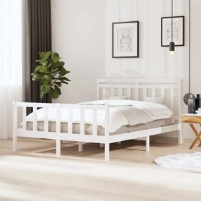 Rám postele bílý masivní dřevo 150 x 200 cm King Size,  3100964 HangarStore.cz