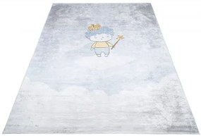 Dětský kusový koberec vhodný k praní BAMBINO 2549 Chlapeček Princ pogumovaný krémový modrý Rozměr: 140x200 cm