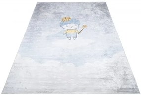 Dětský kusový koberec vhodný k praní BAMBINO 2549 Chlapeček Princ pogumovaný krémový modrý Rozměr: 160x230 cm