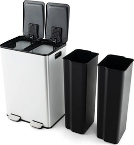Costway Odpadkový koš 2 přihrádky 2 x 30L odpadkový koš kuchyňský