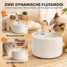 PawHut Vodní fontána pro kočky 2,2L keramická fontána s 4stupňovým filtračním systémem, 2 režimy, 1 filtr a pěnovka, ultratichá pumpa, BPA-free
