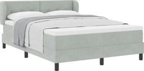 Postel s boxspringem s čelo Světle šedá 140 x 200 cm samet 3340388