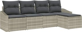 Set pohovek 5 ks Světle šedá polyratan 3346682