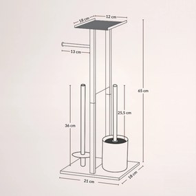 Stojan na toaletní papír a WC štětku s poličkou na telefon HYLLA, 65 cm