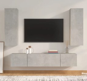 vidaXL 4dílný set TV skříněk kompozitní dřevo [3114205] Barva: Betonová šedá