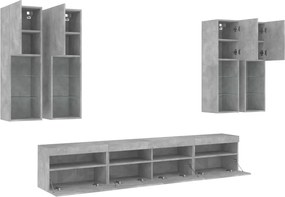 7dílná obývací stěna s LED osvětlením betonově šedá 3216774