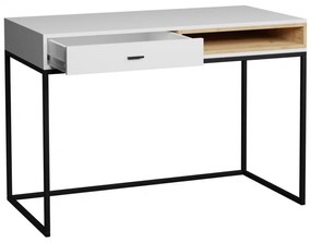 Moderní psací stůl Olier OL01, Barva: bílý / bílý + dub artisan
