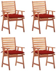 Zahradní jídelní židle 4 ks s poduškami masivní akáciové dřevo,  3078341