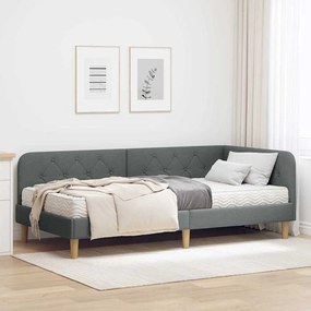 Rohový rám postele Tmavě šedá 90 x 190 cm textil 3394110