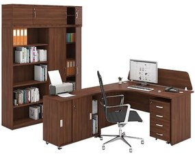 Sestava kancelářského nábytku MIRELLI A+, typ C, nástavba, ořech