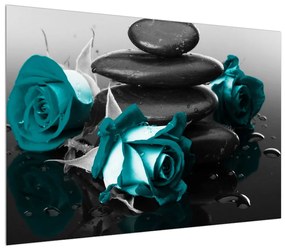 Obraz modrých růží (100x70 cm)