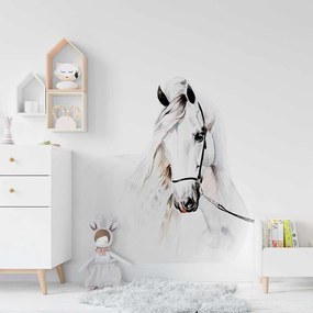 Gario Dětská nálepka na zeď Bílý akvarelový kůň Rozměry: 100 x 100 cm