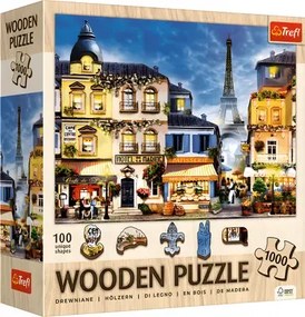 TREFL Dřevěné puzzle Francouzská ulička / 1000 dílků / 51,9 x 37,5 cm