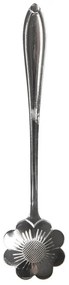Stříbrná kovová dezertní lžička ve tvaru kytičky Trijntje – 3x12 cm