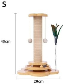 Interaktivní škrabadlo pro kočky z masivního dřeva - 2 velikosti Velikost: S (40x29 cm)